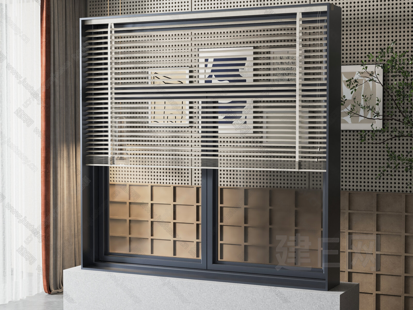 【现代百叶窗3d模型】建e网现代百叶窗3d模型下载 Id115758494 打造3d现代百叶窗模型免费下载平台