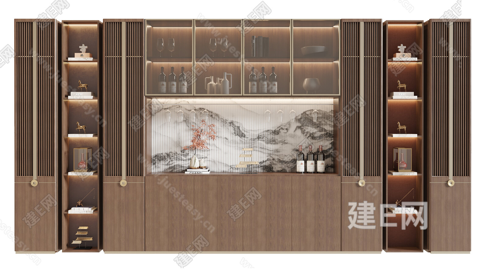 【新中式酒柜3d模型】建e网新中式酒柜3d模型下载 Id110646669 打造3d新中式酒柜模型免费下载平台