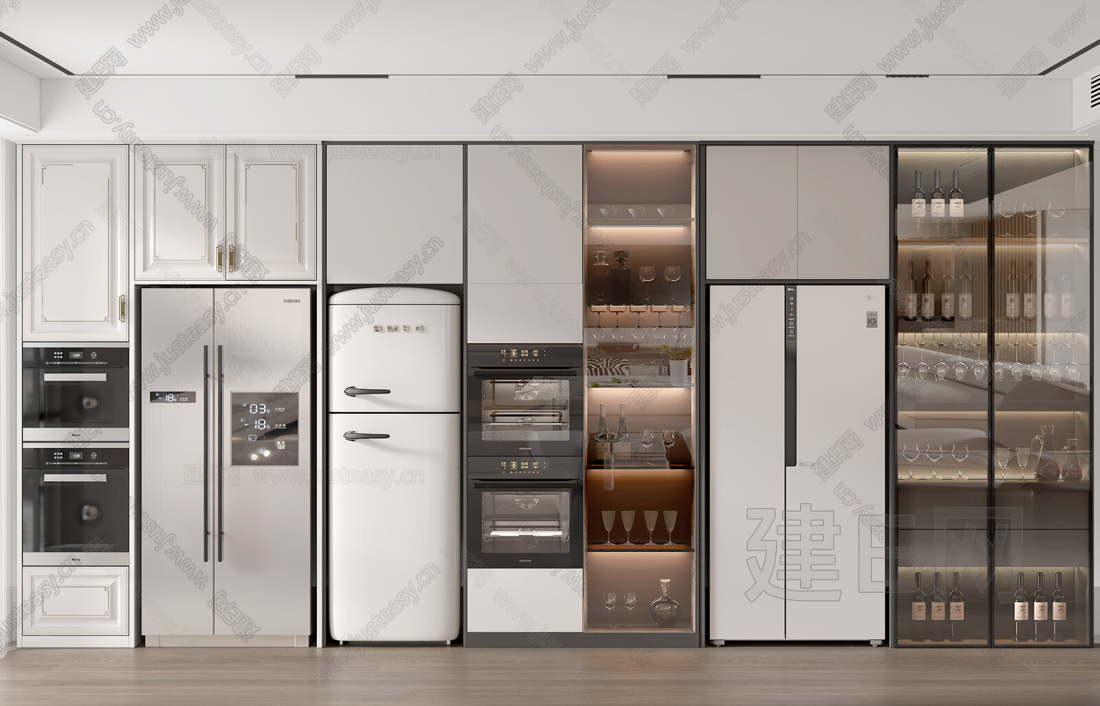 【现代冰箱柜酒柜组合3d模型】建e网现代冰箱柜酒柜组合3d模型下载 Id113137103 打造3d现代冰箱柜酒柜组合模型免费下载平台