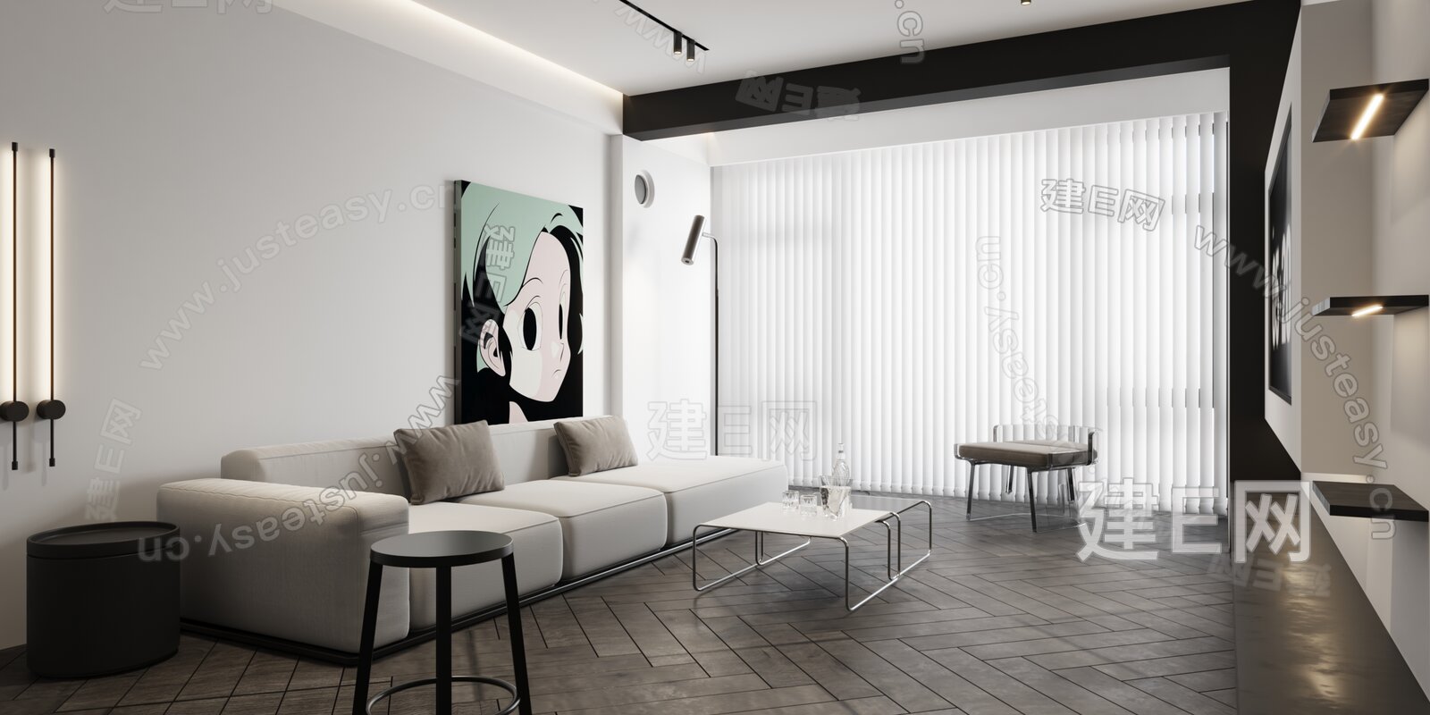 【现代极简客厅3d模型】建e网现代极简客厅3d模型下载 Id106255486 打造3d现代极简客厅模型免费下载平台