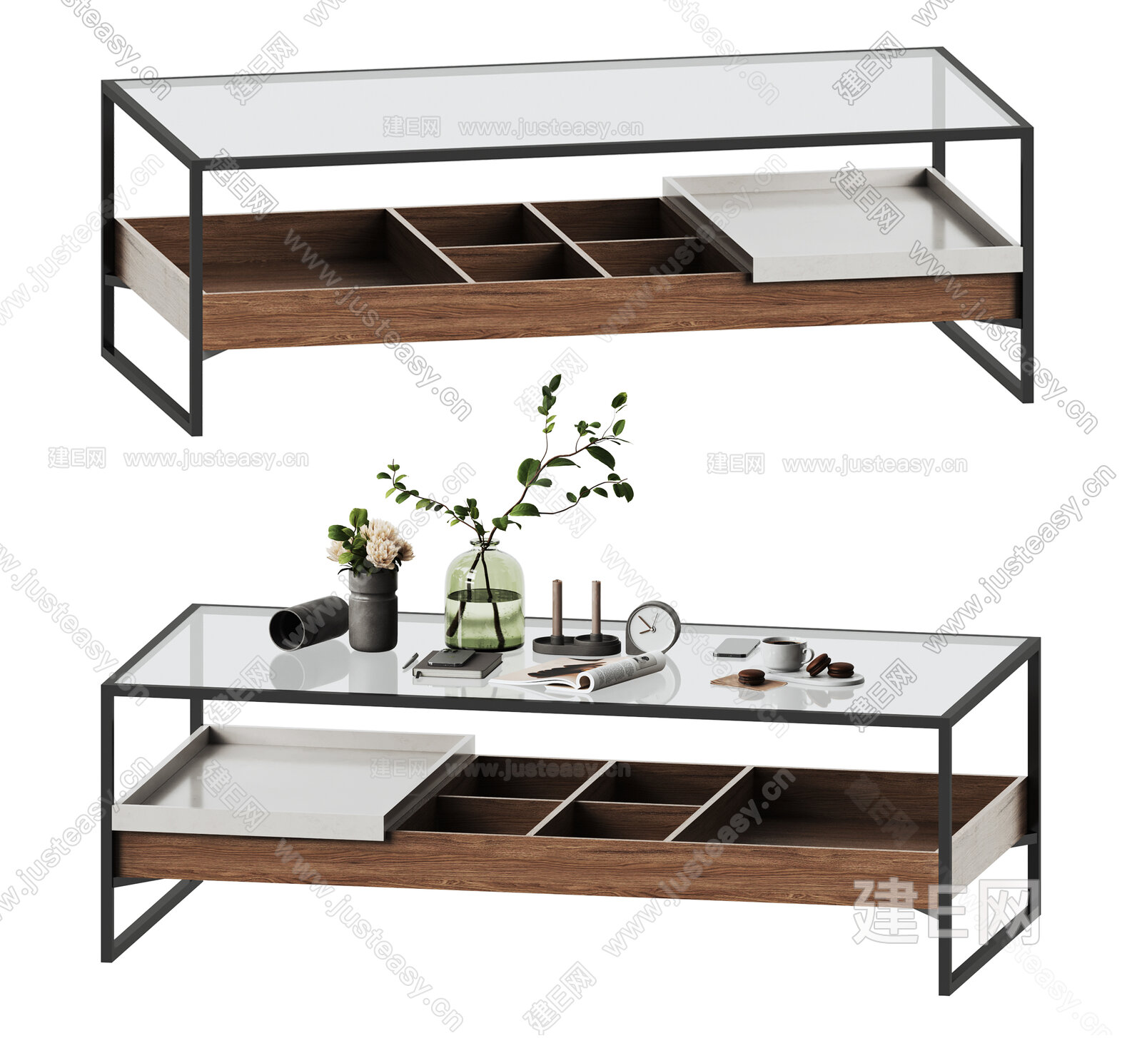 【现代茶几3d模型】建e网现代茶几3d模型下载 Id106386618 打造3d现代茶几模型免费下载平台