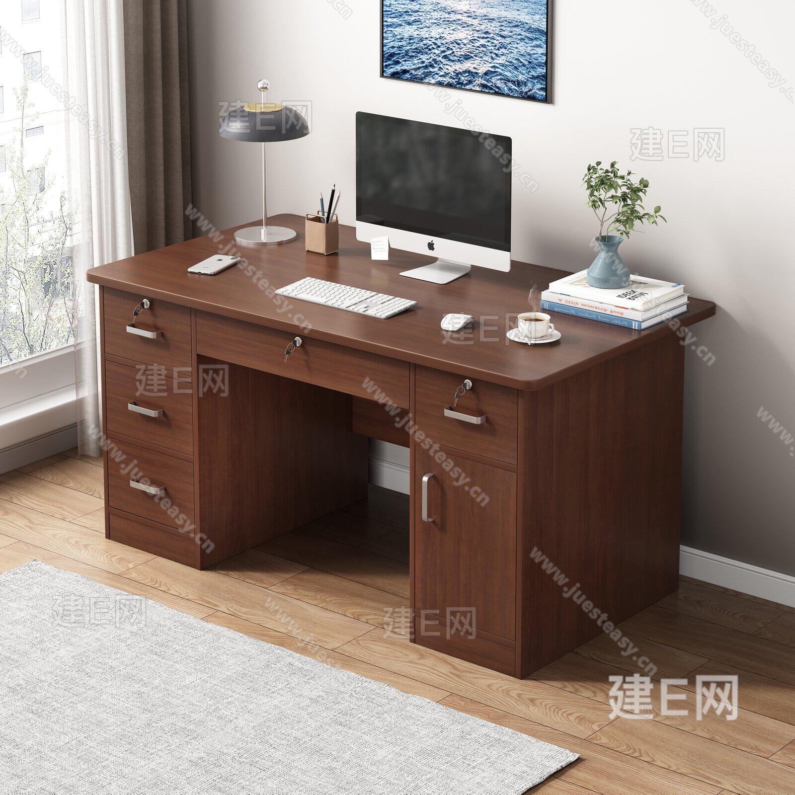 【现代书桌3d模型】建e网现代书桌3d模型下载 Id106386469 打造3d现代书桌模型免费下载平台