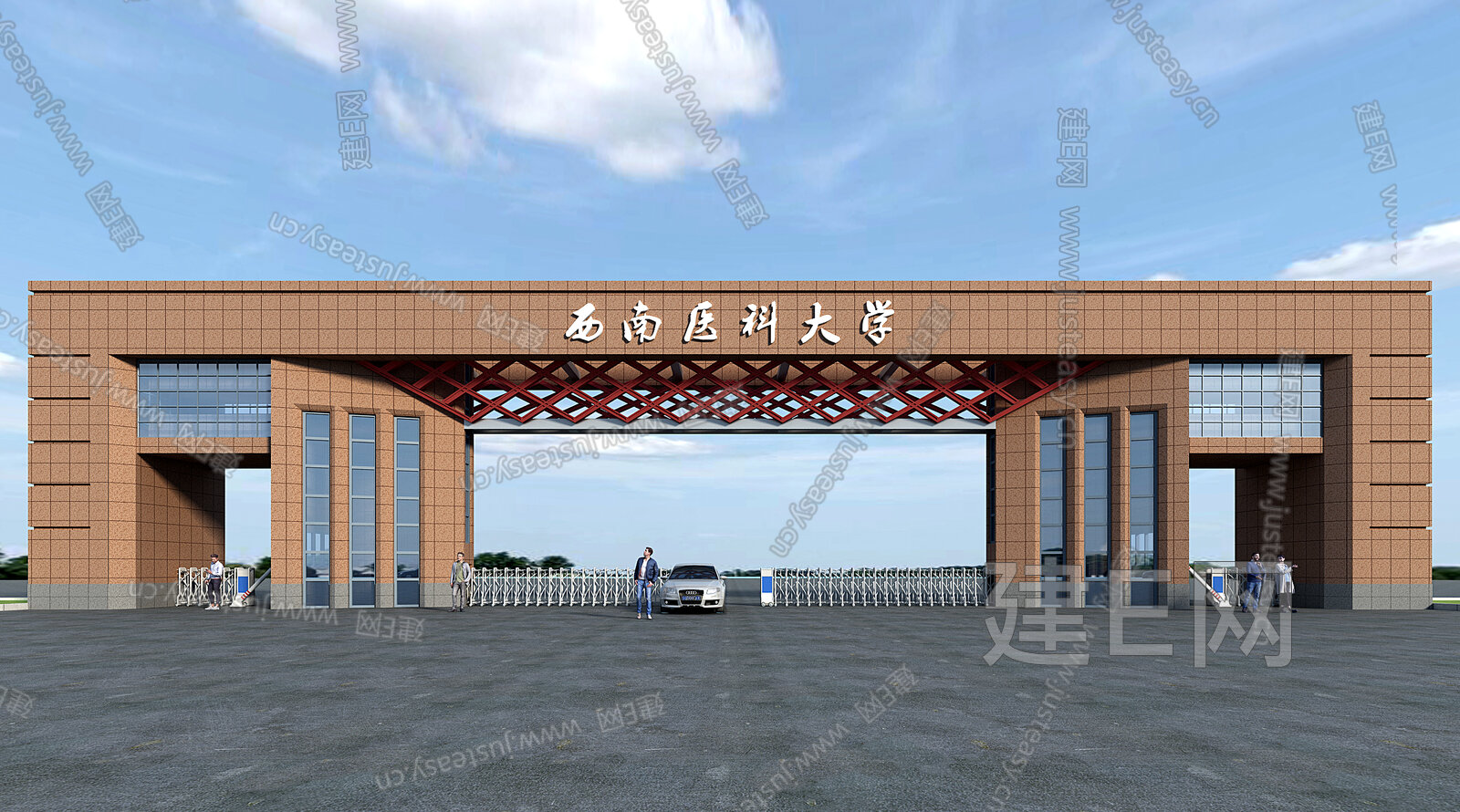 【现代学校入口大门3d模型】建e网现代学校入口大门3d模型下载 Id106583069 打造3d现代学校入口大门模型免费下载平台