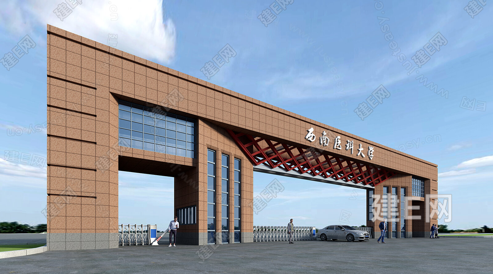 【现代学校入口大门3d模型】建e网现代学校入口大门3d模型下载 Id106583069 打造3d现代学校入口大门模型免费下载平台