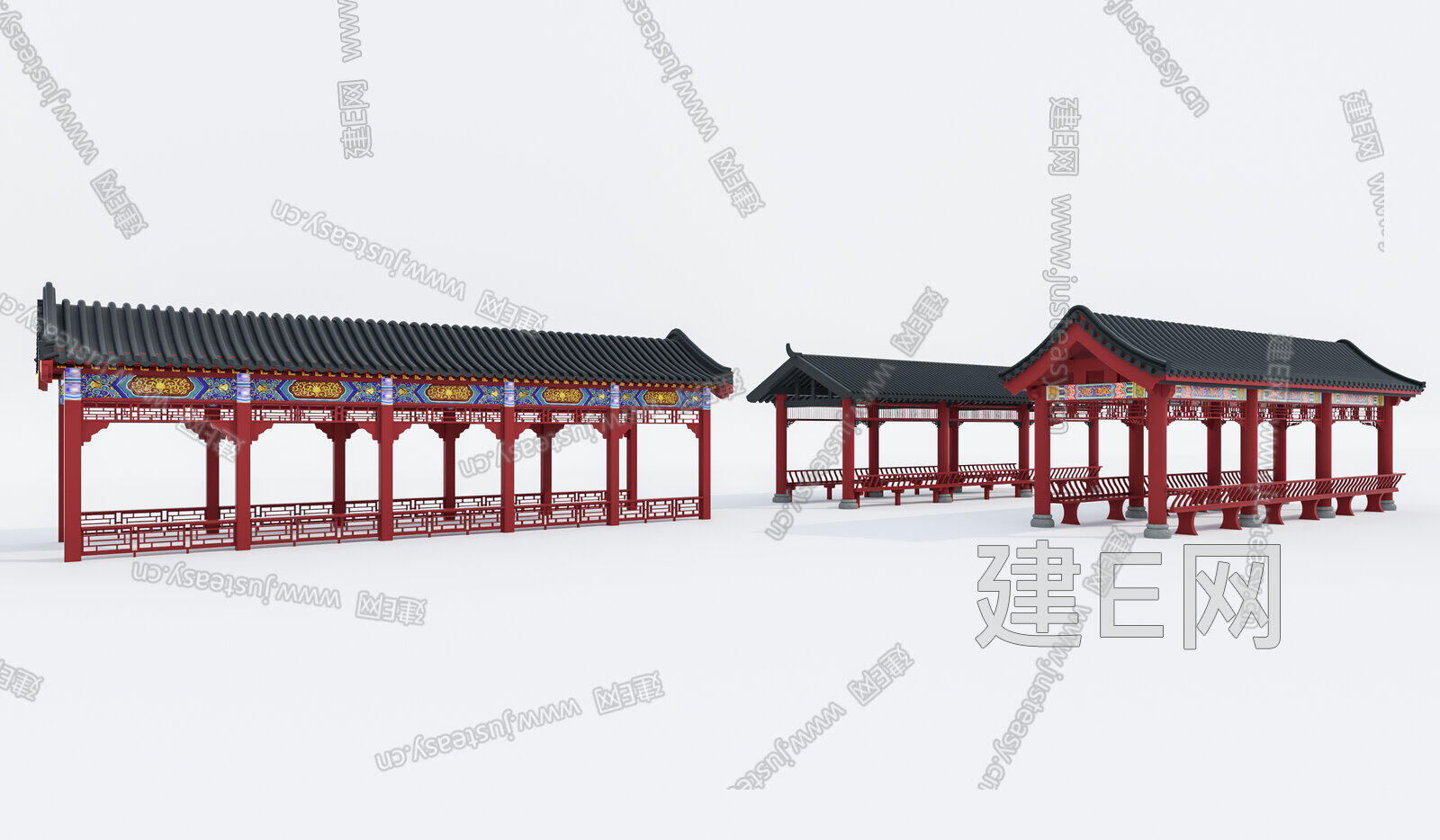 【中式长廊3d模型】建e网中式长廊3d模型下载 Id107435200 打造3d中式长廊模型免费下载平台