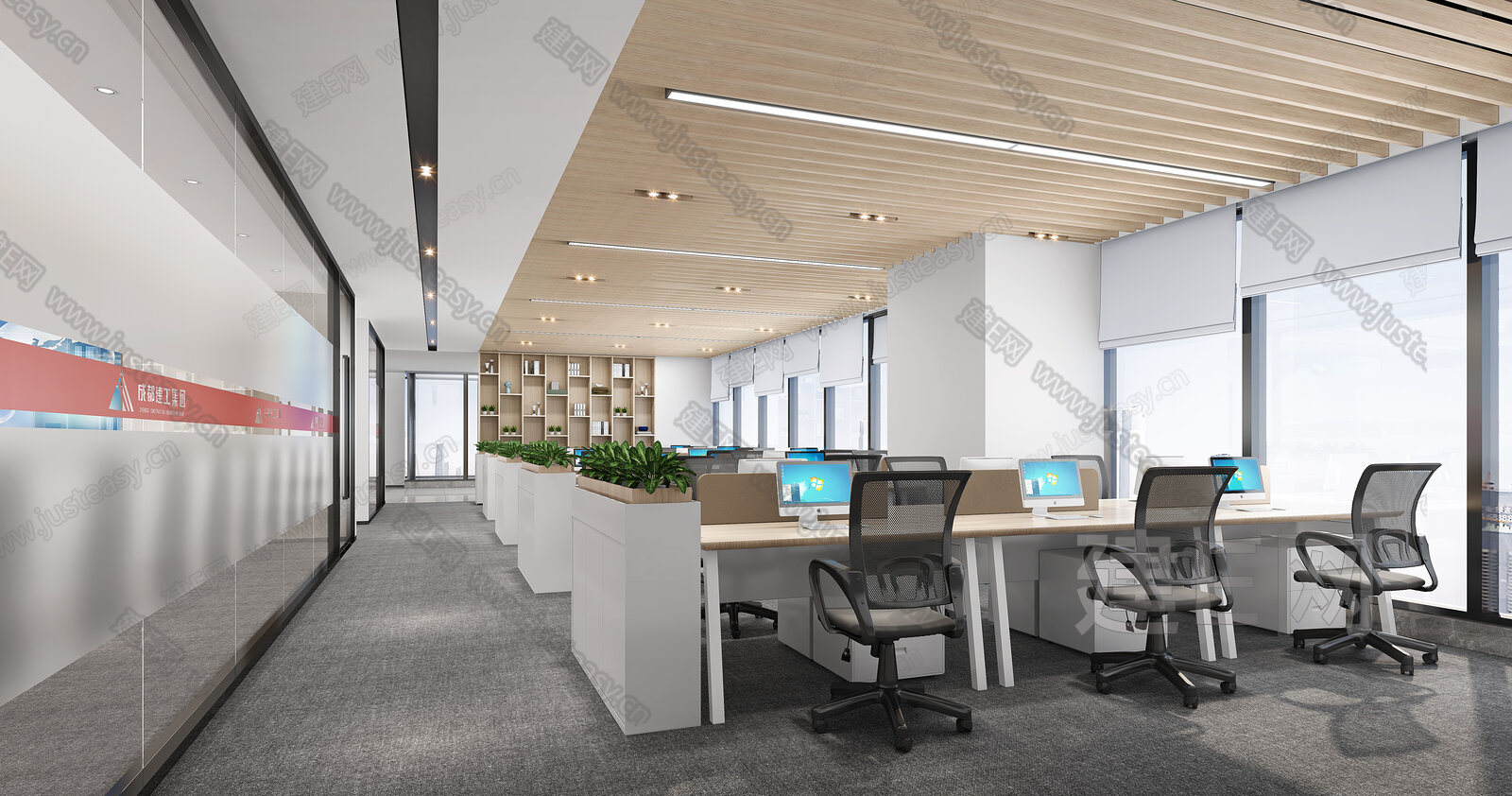 【现代开敞办公区3d模型】建e网现代开敞办公区3d模型下载 Id107631718 打造3d现代开敞办公区模型免费下载平台