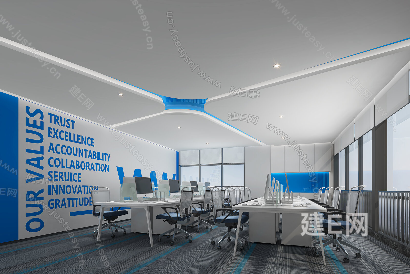 【现代开放办公区3d模型】建e网现代开放办公区3d模型下载 Id108090622 打造3d现代开放办公区模型免费下载平台