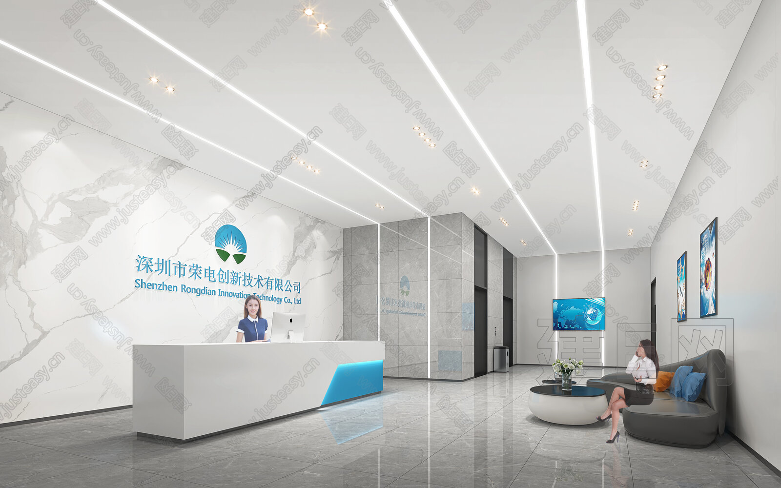 【现代办公前台3d模型】建e网现代办公前台3d模型下载 Id108221584 打造3d现代办公前台模型免费下载平台