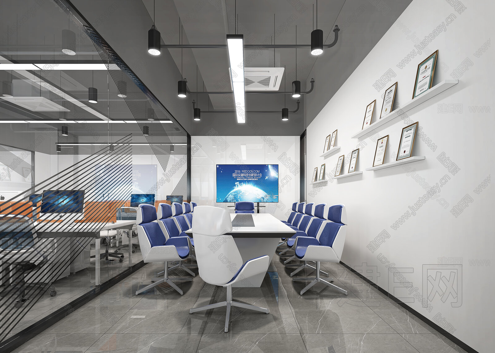 【现代会议室3d模型】建e网现代会议室3d模型下载 Id108876900 打造3d现代会议室模型免费下载平台