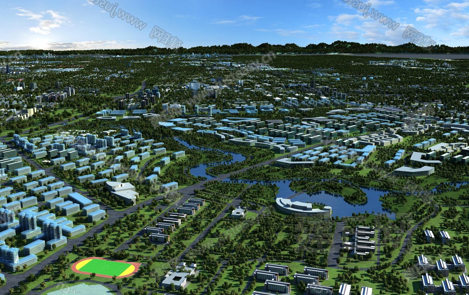 【现代城市鸟瞰3d模型】建e网现代城市鸟瞰3d模型下载 Id101995751 打造3d现代城市鸟瞰模型免费下载平台