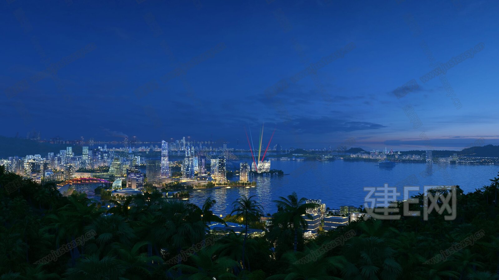 【现代城市鸟瞰夜景3d模型】建e网现代城市鸟瞰夜景3d模型下载 Id101995638 打造3d现代城市鸟瞰夜景模型免费下载平台