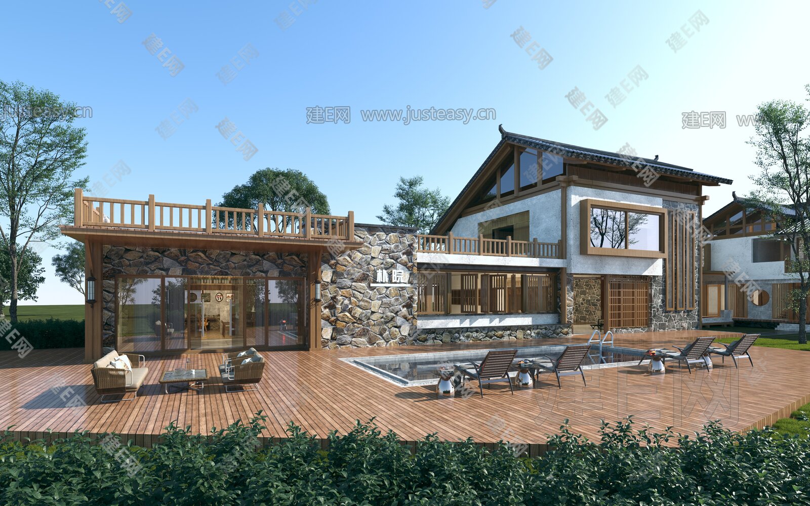 【新中式民宿建筑3d模型】建e网新中式民宿建筑3d模型下载 Id102782022 打造3d新中式民宿建筑模型免费下载平台