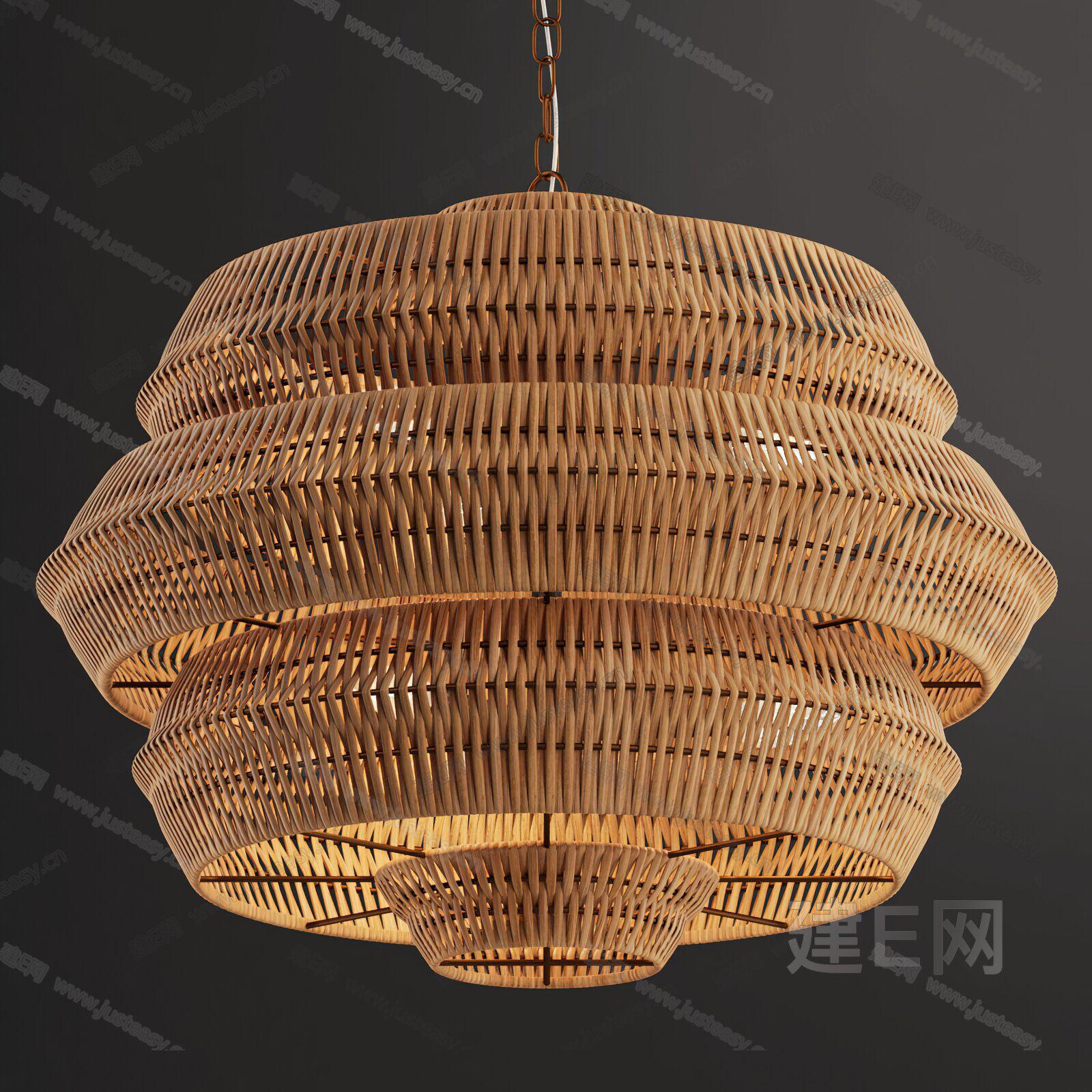 【新中式藤编吊灯3d模型】建e网新中式藤编吊灯3d模型下载 Id103306411 打造3d新中式藤编吊灯模型免费下载平台