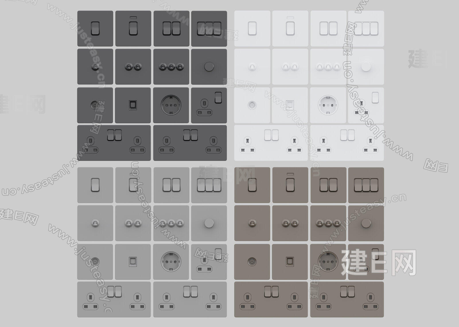 【现代插座开关3d模型】建e网现代插座开关3d模型下载 Id113923254 打造3d现代插座开关模型免费下载平台
