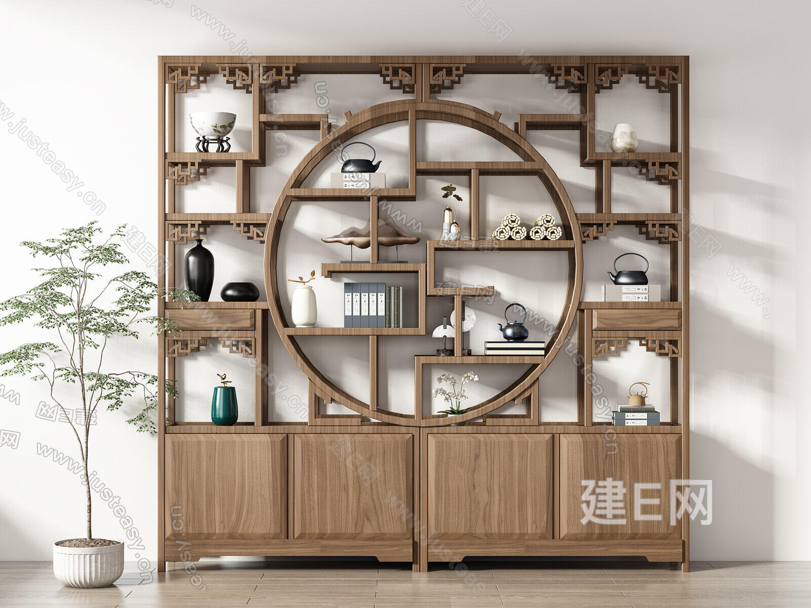 【新中式博古架3d模型】建e网新中式博古架3d模型下载 Id115102895 打造3d新中式博古架模型免费下载平台