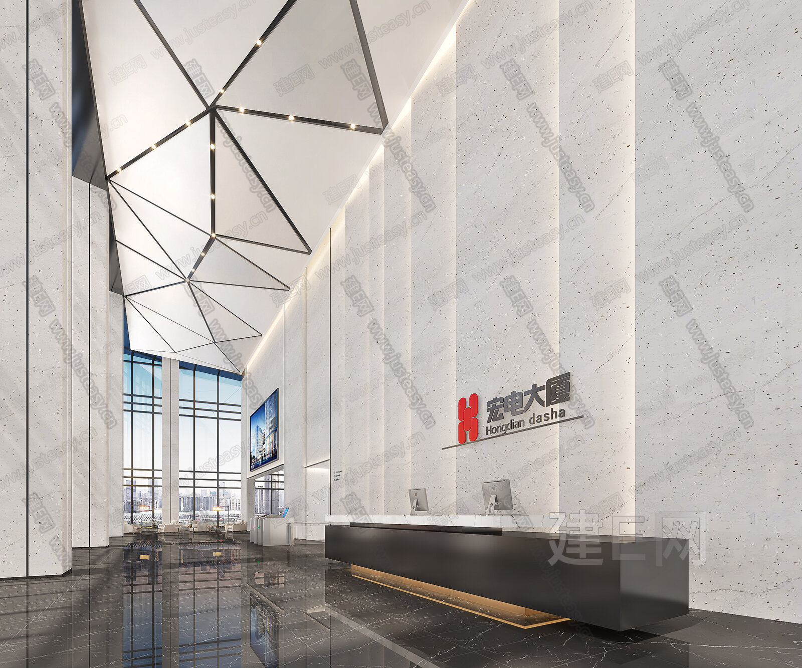 【现代办公大堂3d模型】建e网现代办公大堂3d模型下载 Id114906249 打造3d现代办公大堂模型免费下载平台