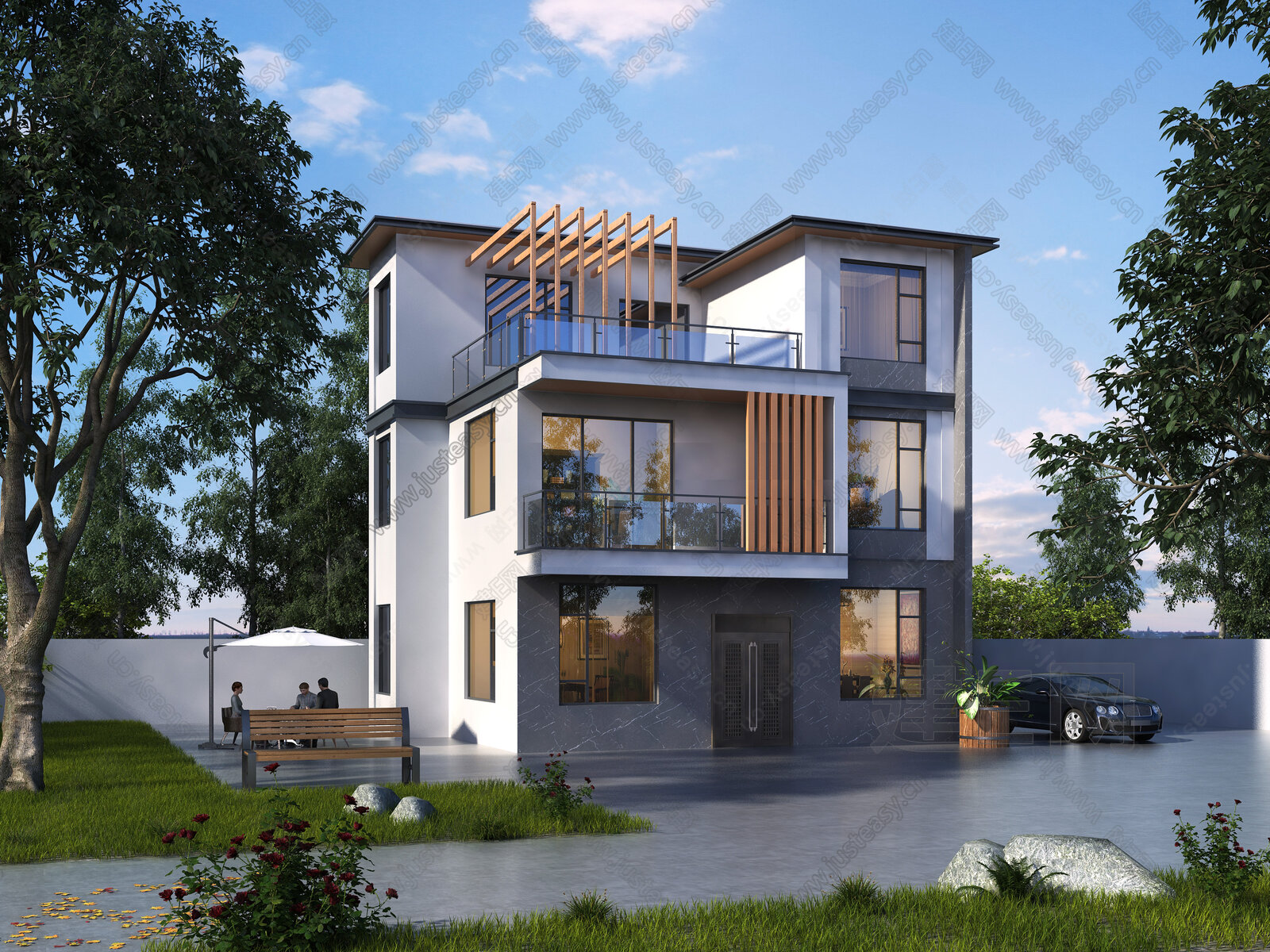 【现代独栋别墅3d模型】建e网现代独栋别墅3d模型下载 Id110646442 打造3d现代独栋别墅模型免费下载平台