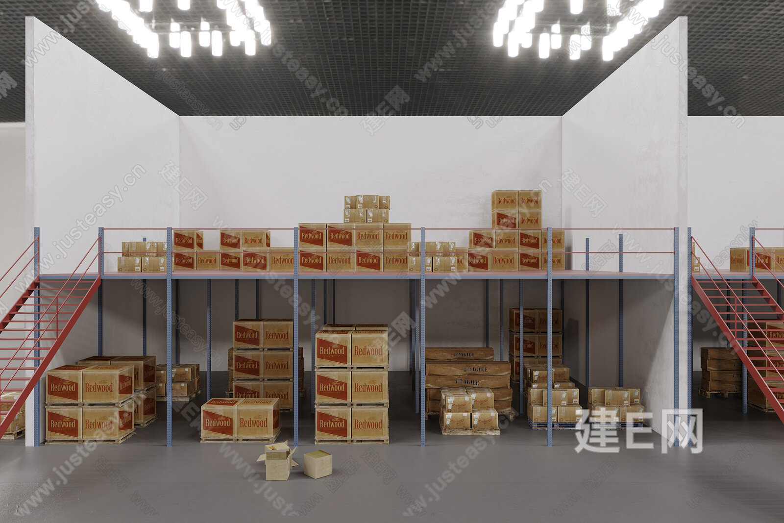 现代包装纸箱货架模型SU模型下载[ID:103304755]_建e网su模型