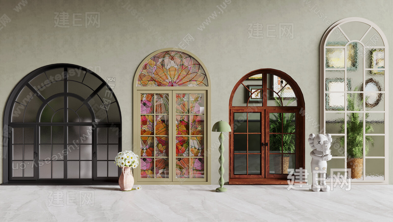 【现代弧形落地窗3d模型】建e网现代弧形落地窗3d模型下载 Id105142126 打造3d现代弧形落地窗模型免费下载平台