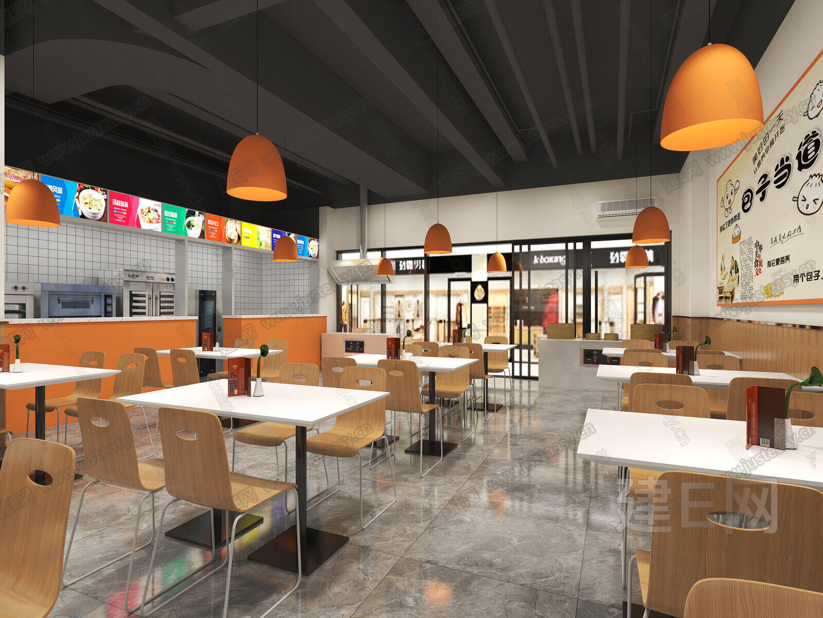 【现代包子店3d模型】建e网现代包子店3d模型下载 Id105011017 打造3d现代包子店模型免费下载平台