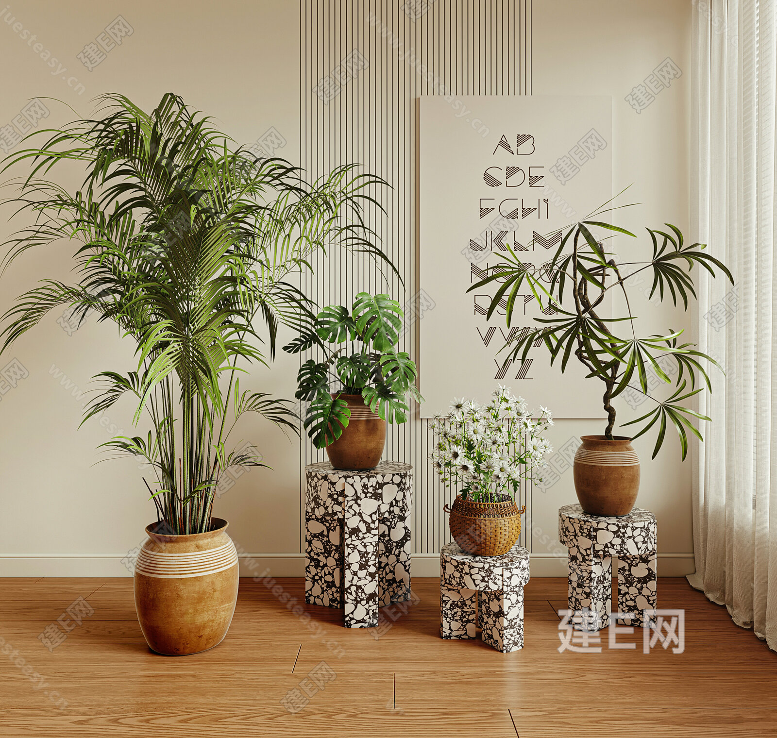 【现代绿植盆栽组合3d模型】建e网现代绿植盆栽组合3d模型下载 Id105928687 打造3d现代绿植盆栽组合模型免费下载平台