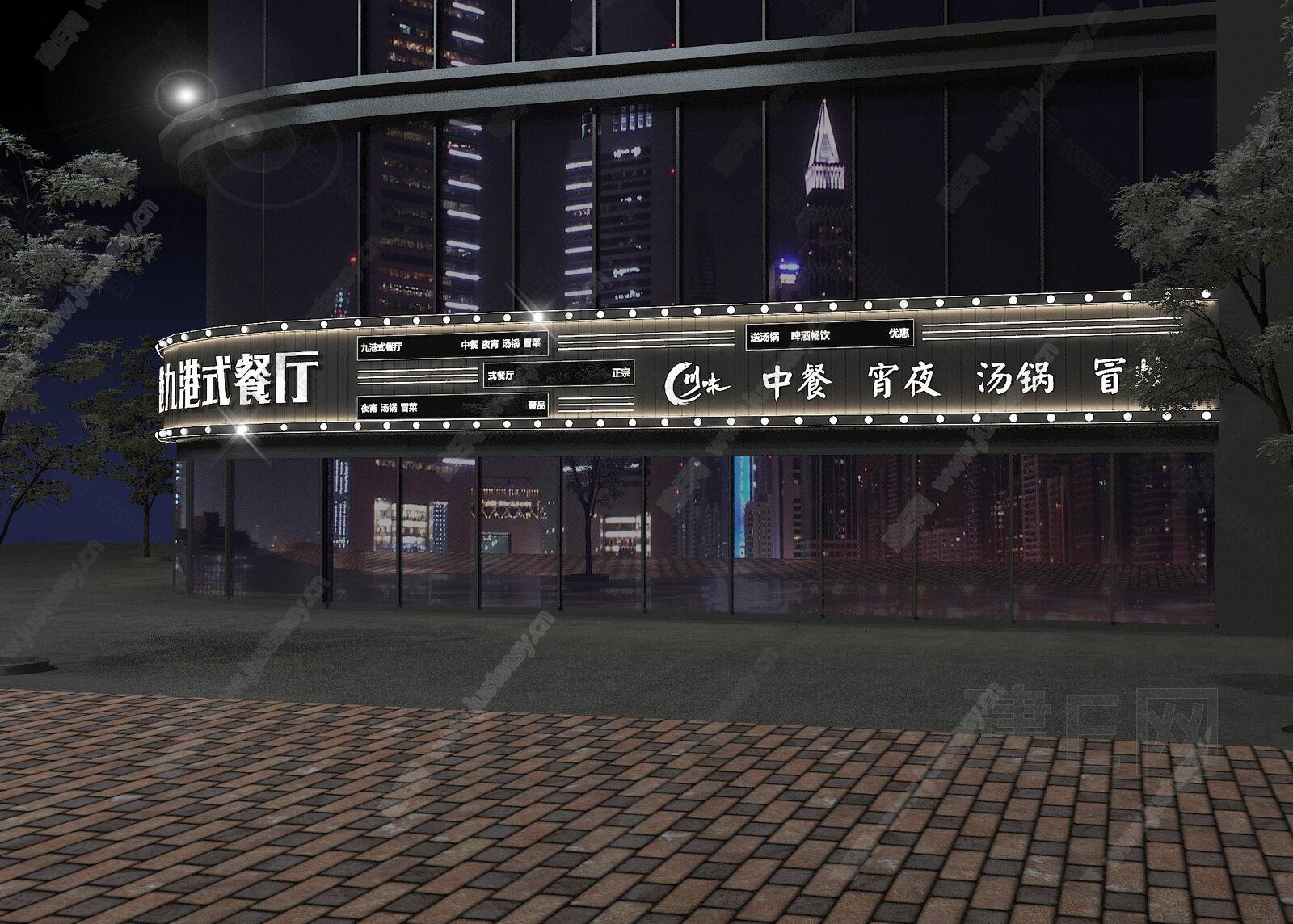 【现代餐厅门头门面3d模型】建e网现代餐厅门头门面3d模型下载 Id106452770 打造3d现代餐厅门头门面模型免费下载平台