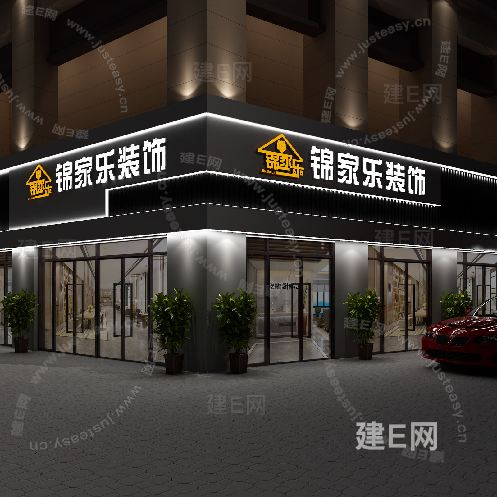 【现代装饰公司门头门面3d模型】建e网现代装饰公司门头门面3d模型下载 Id107370338 打造3d现代装饰公司门头门面模型免费下载平台