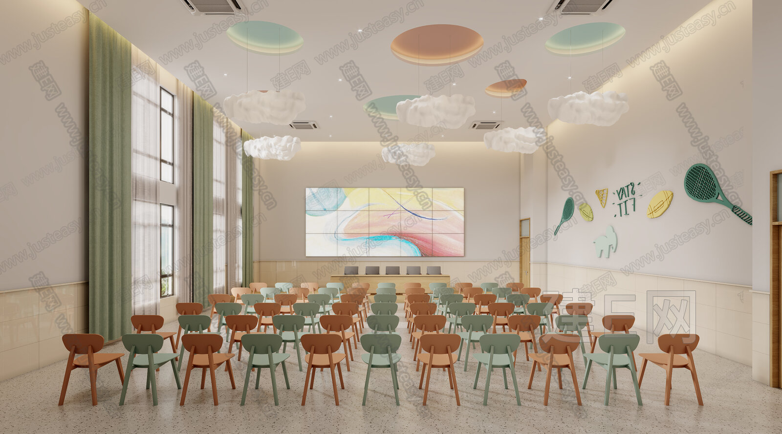 【现代幼儿园多功能教室3d模型】建e网现代幼儿园多功能教室3d模型下载 Id107370390 打造3d现代幼儿园多功能教室模型免费下载平台