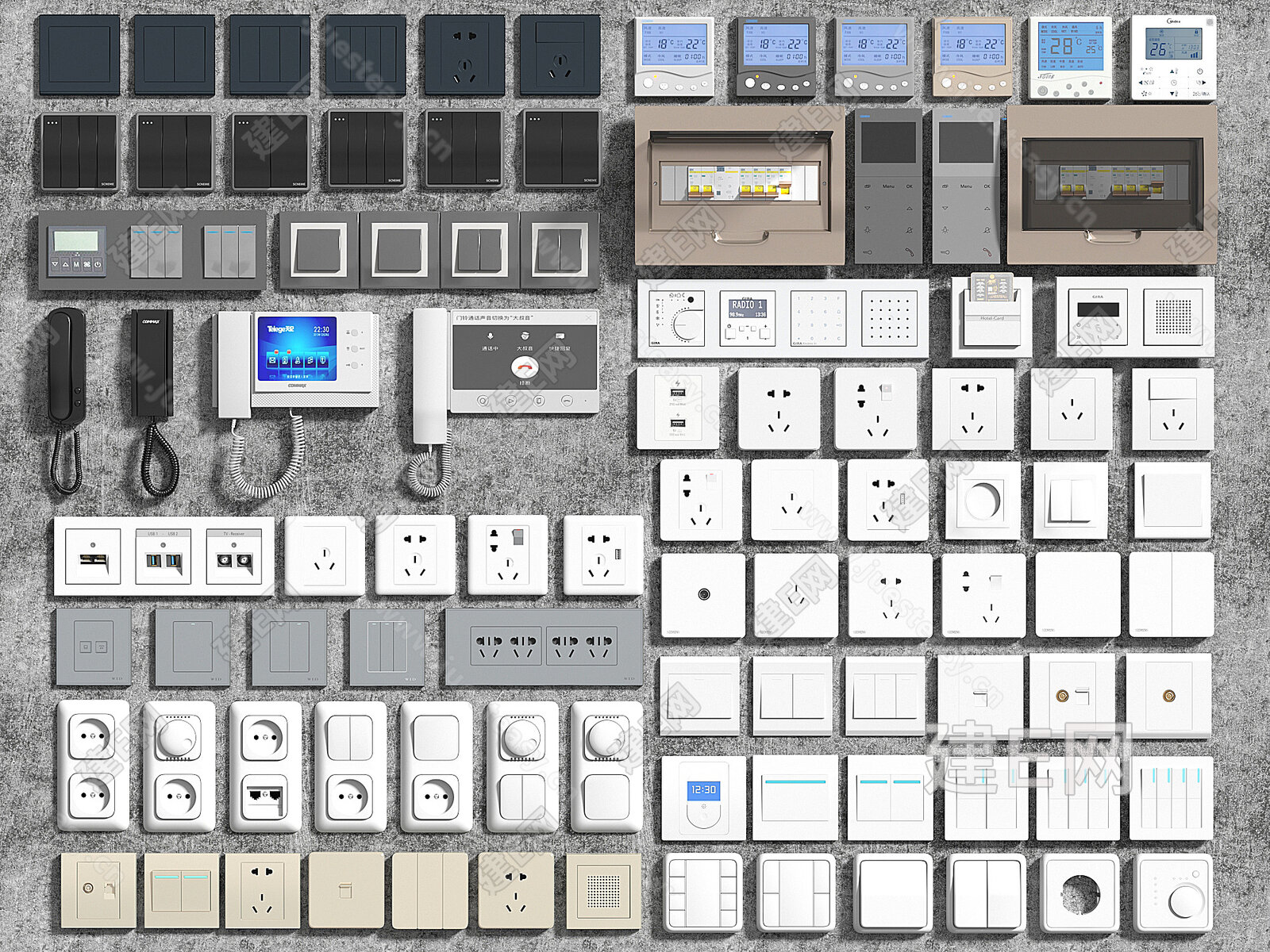 【现代开关3d模型】建e网现代开关3d模型下载 Id108353513 打造3d现代开关模型免费下载平台