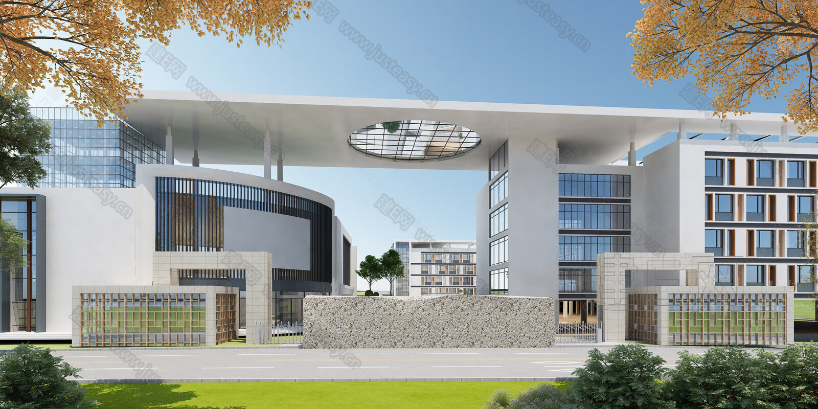 【现代学校大门3d模型】建e网现代学校大门3d模型下载 Id108222457 打造3d现代学校大门模型免费下载平台