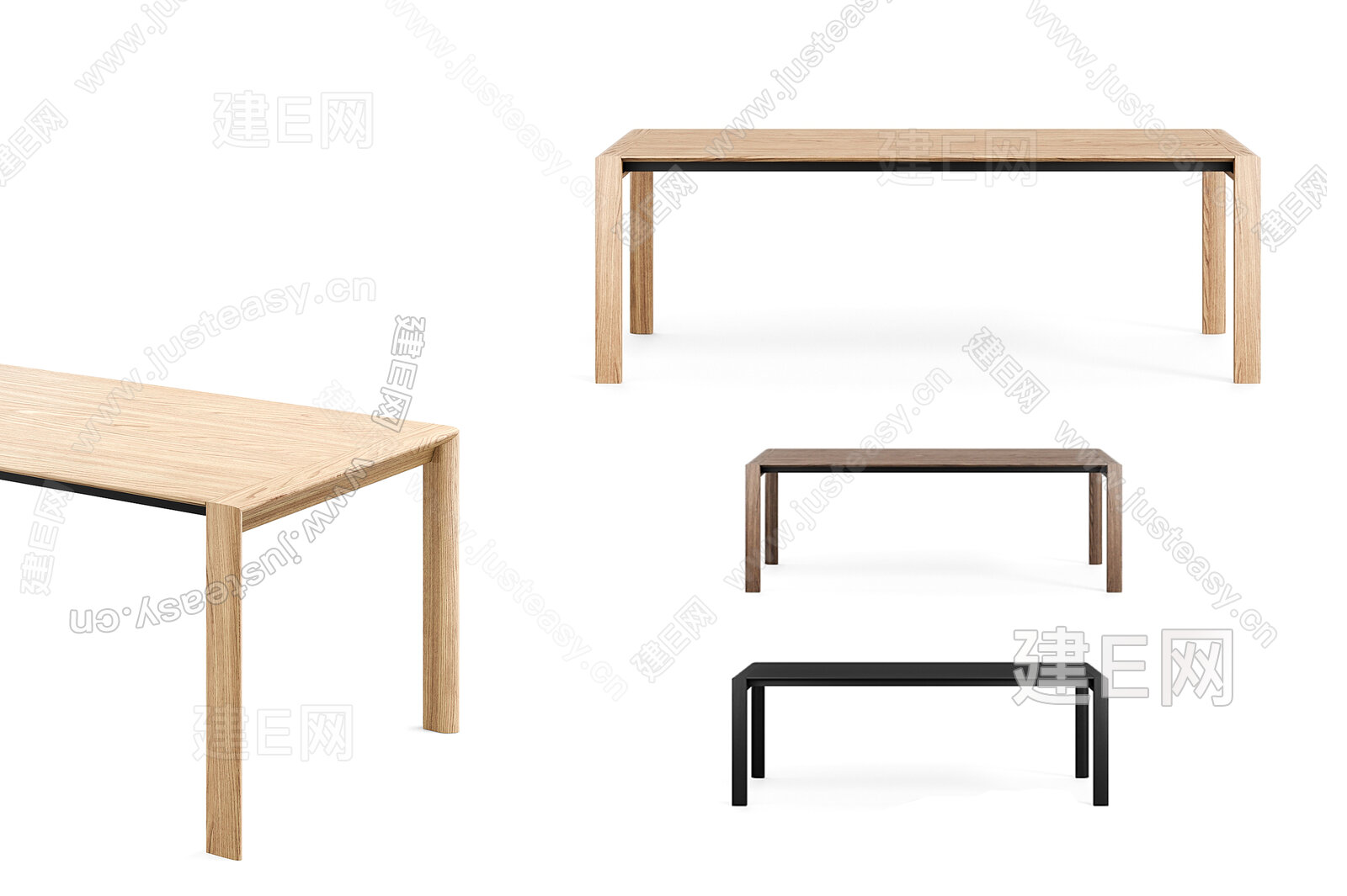 北欧餐桌 长方形模型SU模型下载[ID:102452947]_建e网su模型