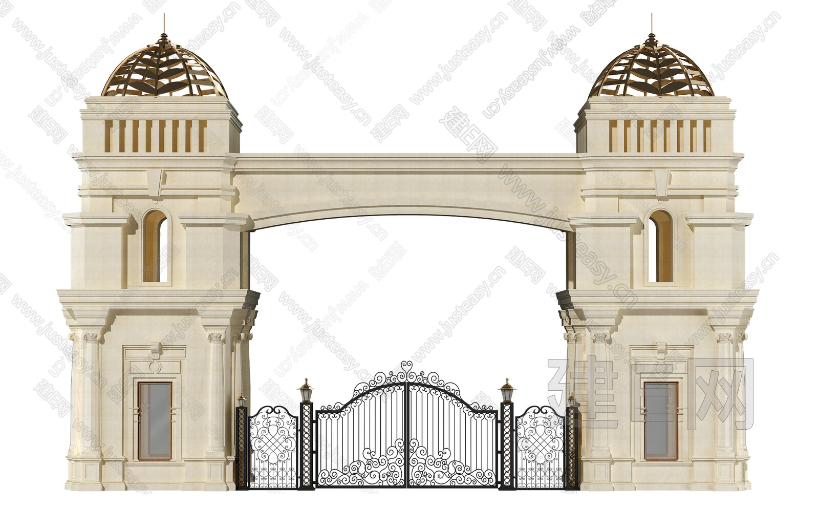 【欧式入口大门3d模型】建e网欧式入口大门3d模型下载 Id100882291 打造3d欧式入口大门模型免费下载平台