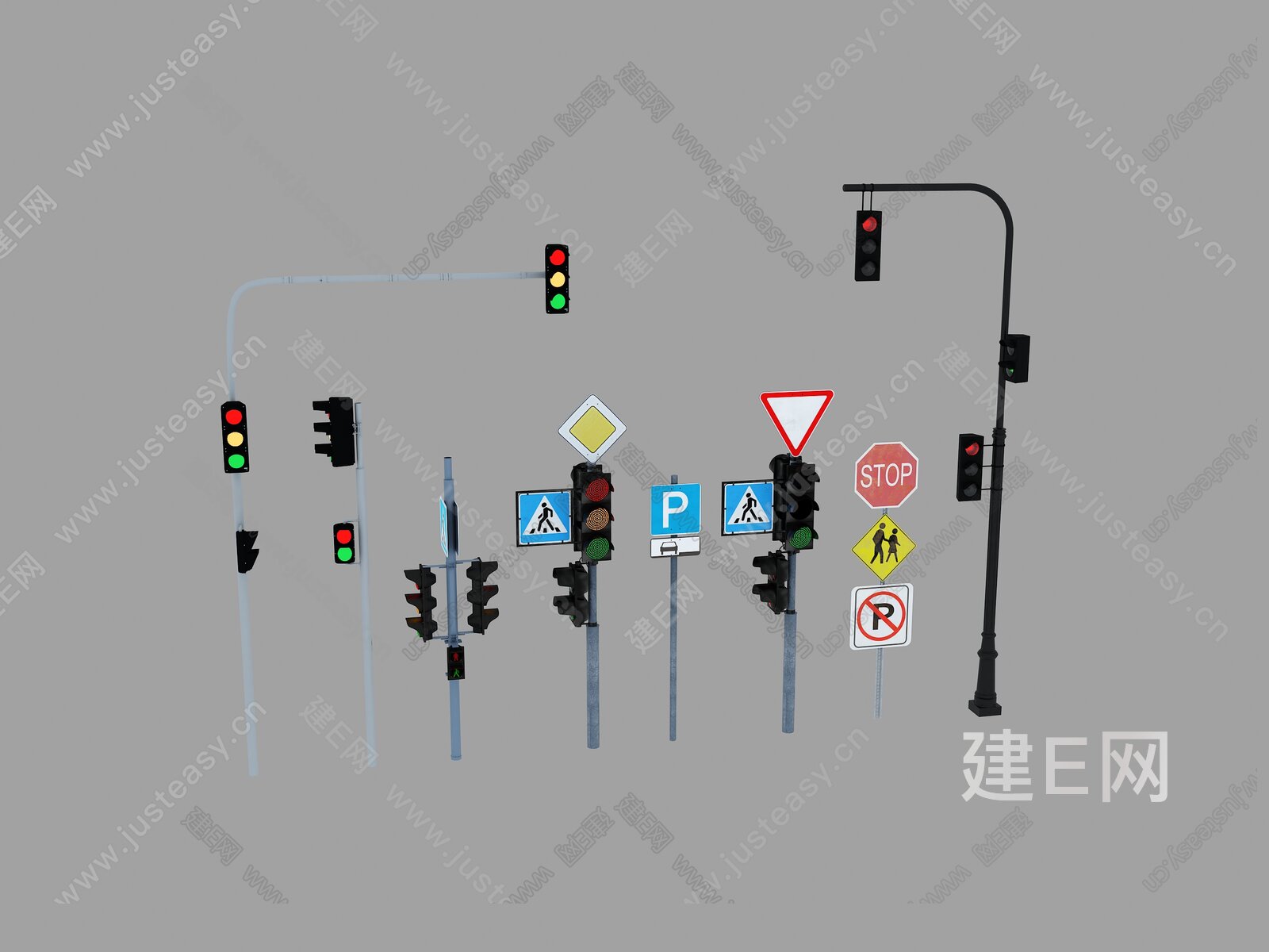 【现代交通信号灯3d模型】建e网现代交通信号灯3d模型下载 Id102061905 打造3d现代交通信号灯模型免费下载平台