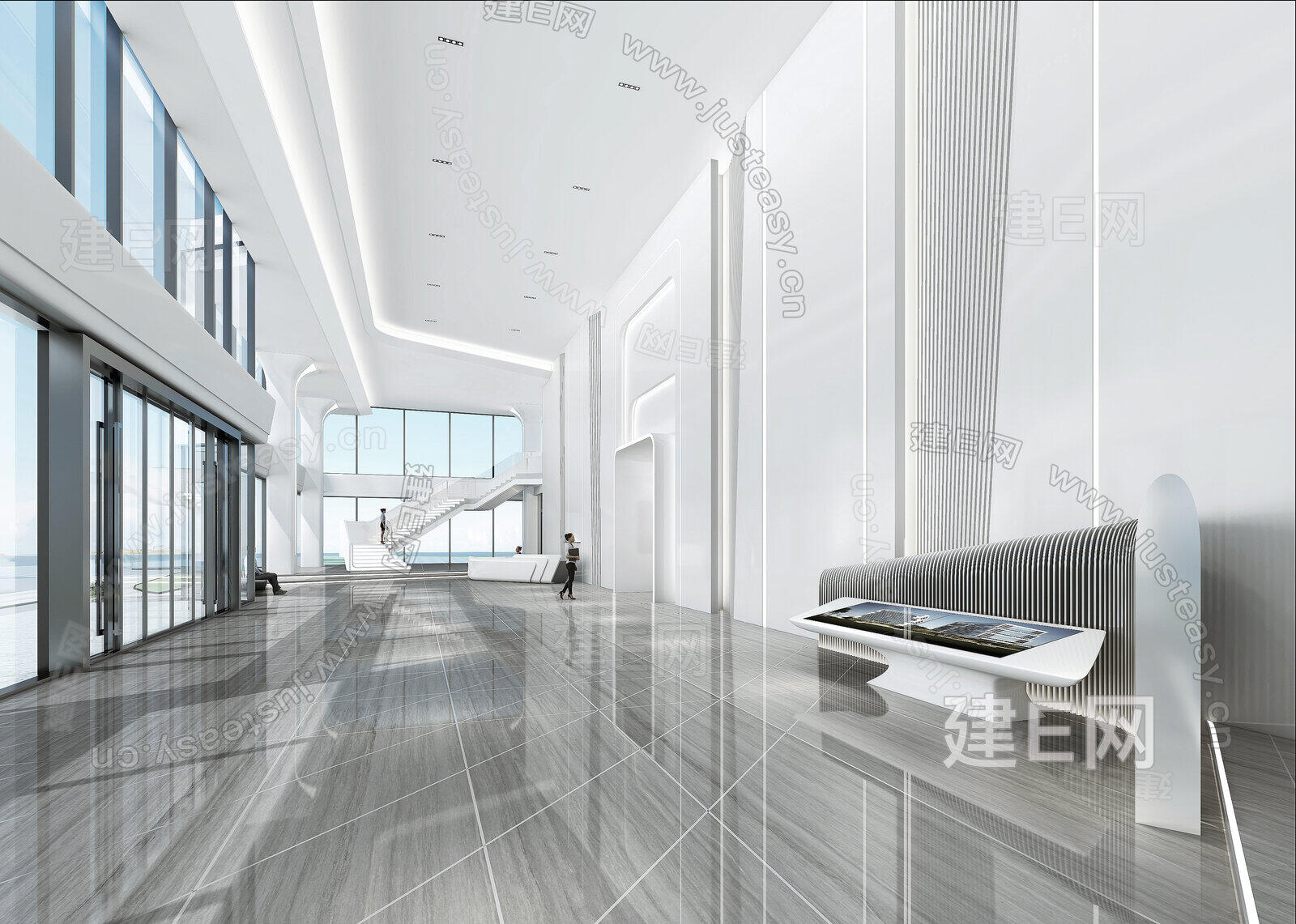 【现代办公大堂3d模型】建e网现代办公大堂3d模型下载 Id102586277 打造3d现代办公大堂模型免费下载平台