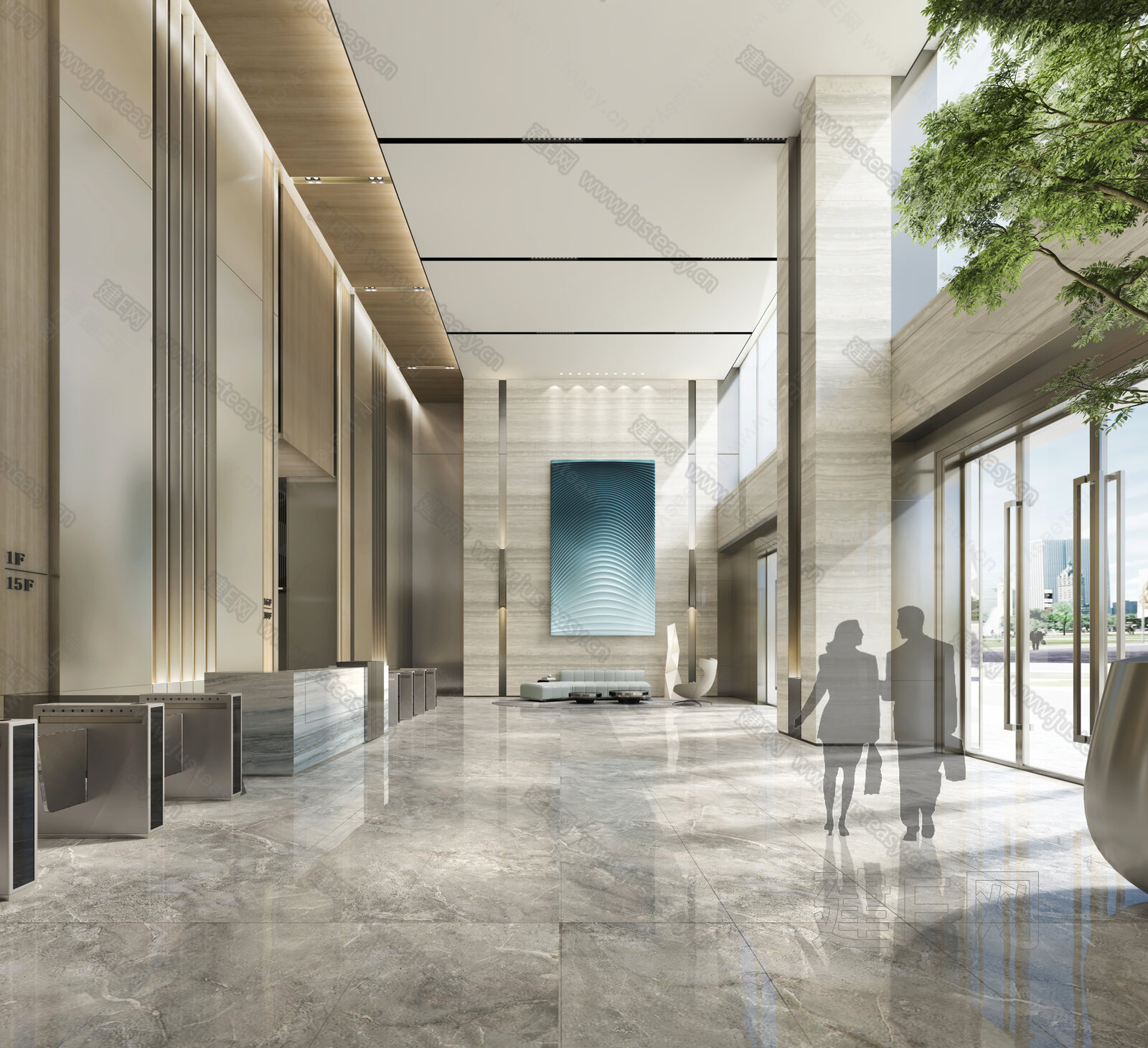 【现代办公大堂3d模型】建e网现代办公大堂3d模型下载 Id102520582 打造3d现代办公大堂模型免费下载平台