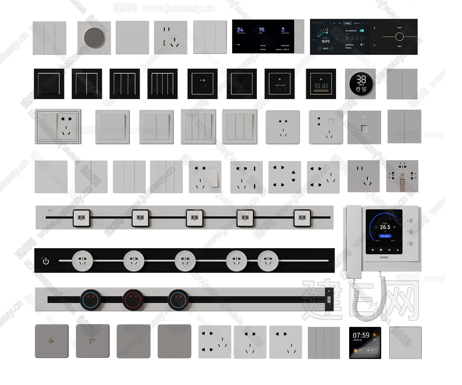 【现代开关3d模型】建e网现代开关3d模型下载 Id102324212 打造3d现代开关模型免费下载平台