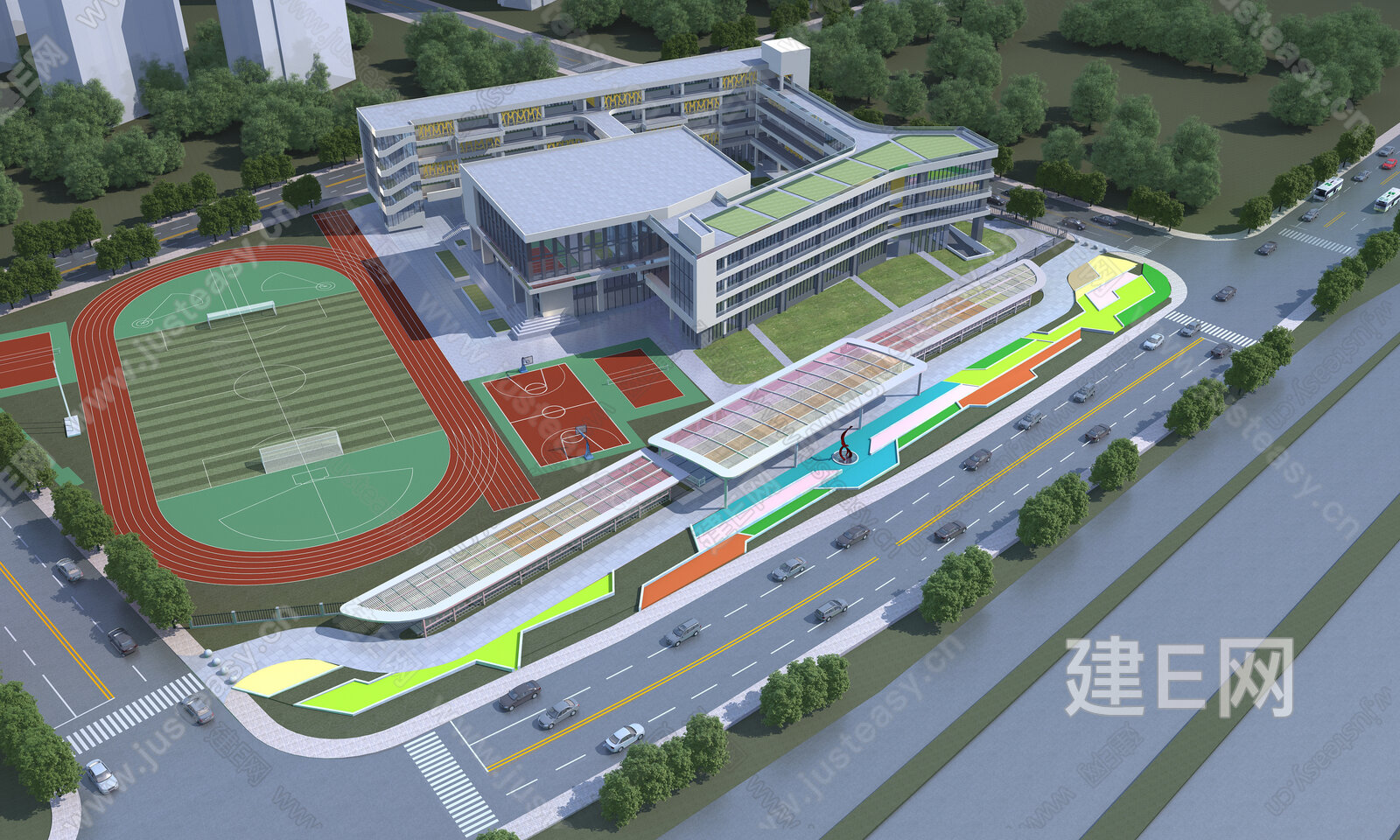 【现代学校入口3d模型】建e网现代学校入口3d模型下载 Id103896947 打造3d现代学校入口模型免费下载平台