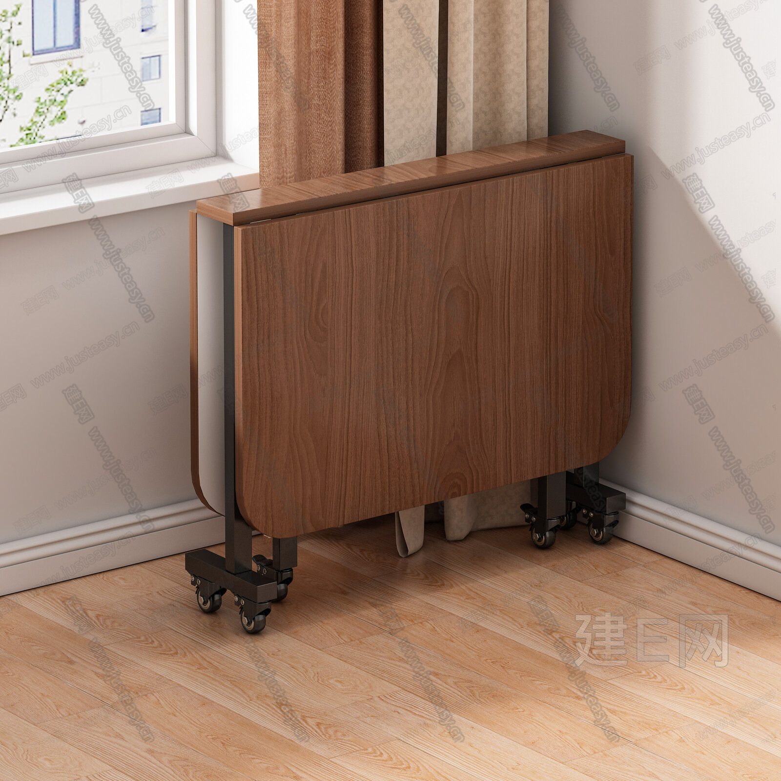 现代折叠餐桌模型SU模型下载[ID:108875388]_建E室内设计网