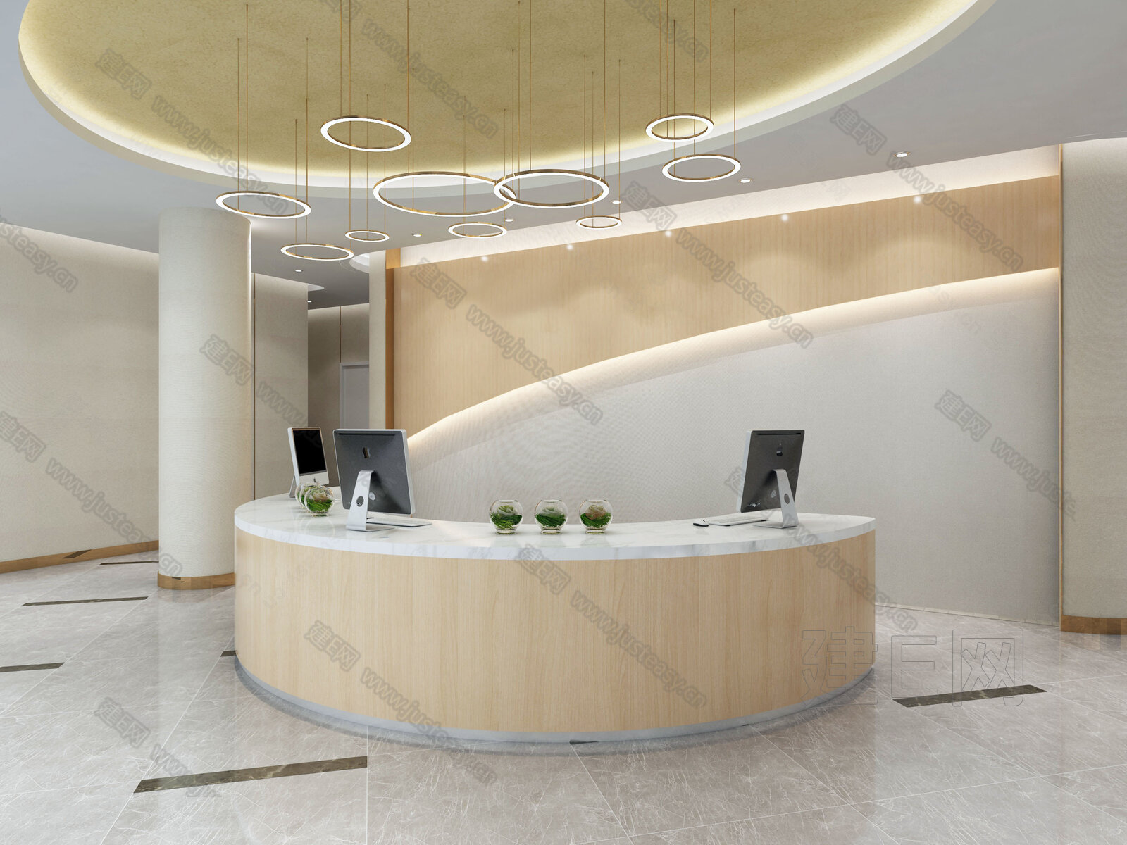 现代接待台3d模型下载[ID:113399770]_建e网3d模型
