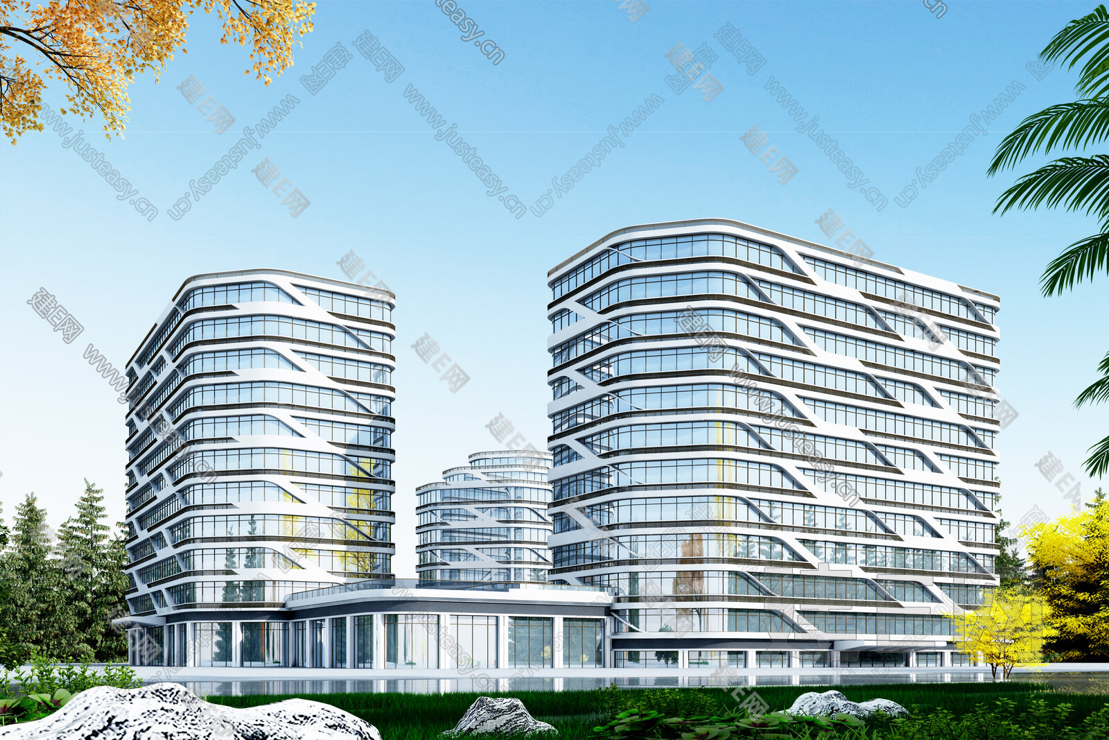 【现代办公楼3d模型】建e网现代办公楼3d模型下载 Id113858466 打造3d现代办公楼模型免费下载平台