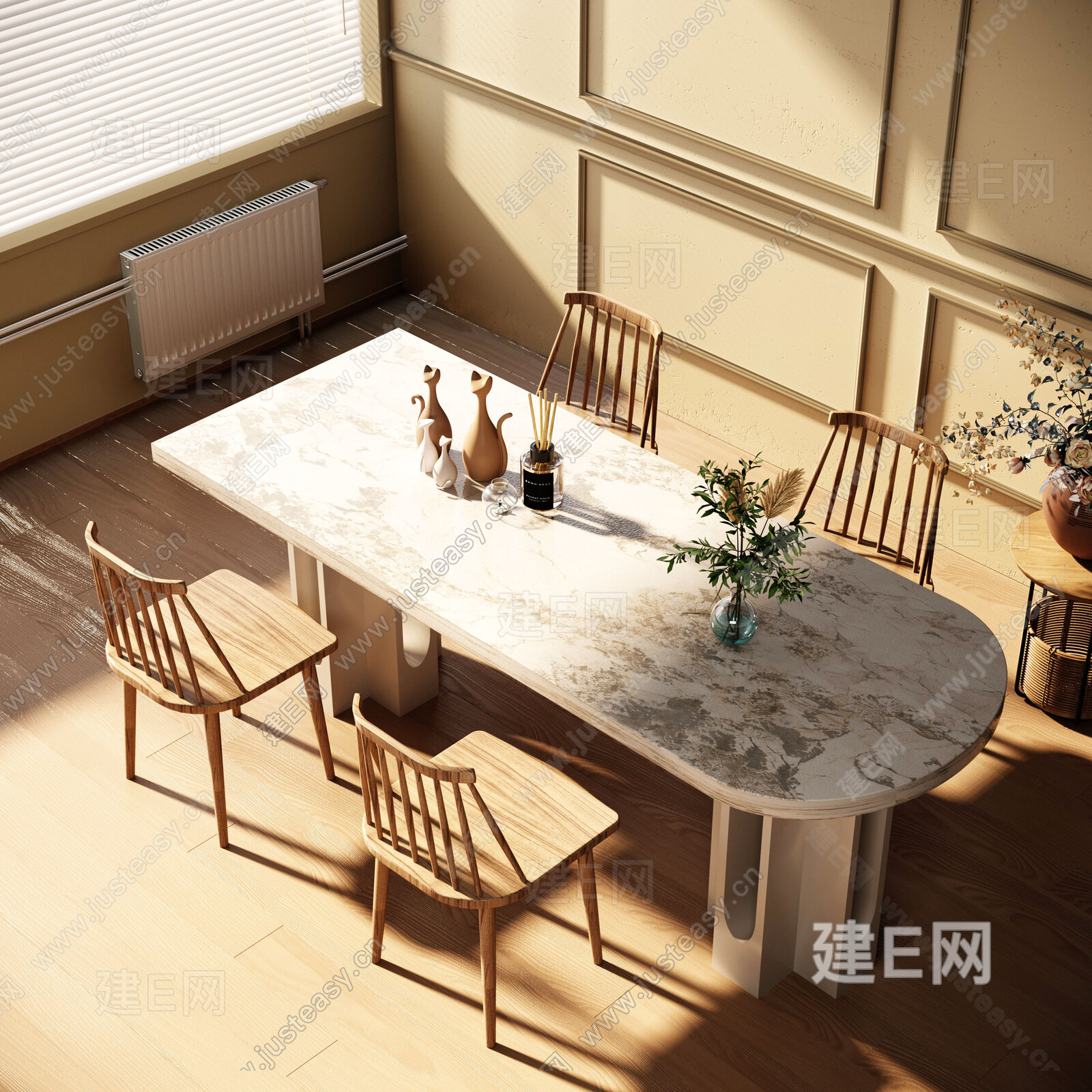 【法式奶油风餐桌椅组合3d模型】建e网法式奶油风餐桌椅组合3d模型下载 Id114579258 打造3d法式奶油风餐桌椅组合模型免费下载平台