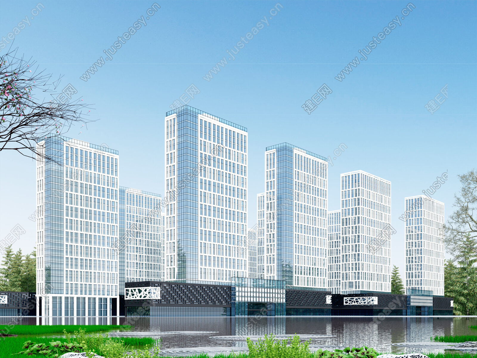 【现代办公楼3d模型】建e网现代办公楼3d模型下载 Id110515992 打造3d现代办公楼模型免费下载平台