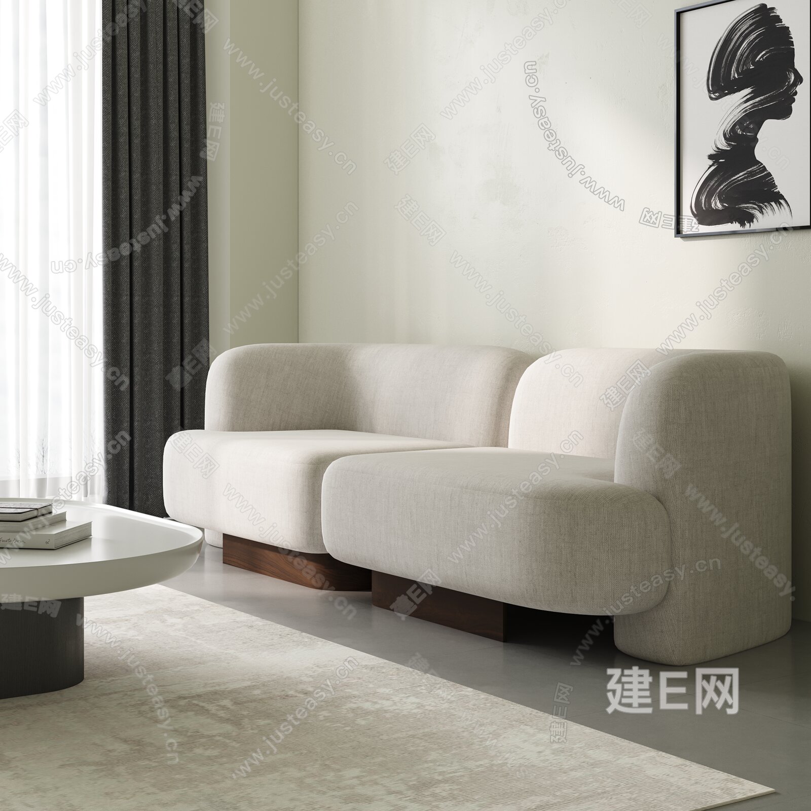 【现代奶油风沙发茶几组合3d模型】建e网现代奶油风沙发茶几组合3d模型下载 Id110188324 打造3d现代奶油风沙发茶几组合模型