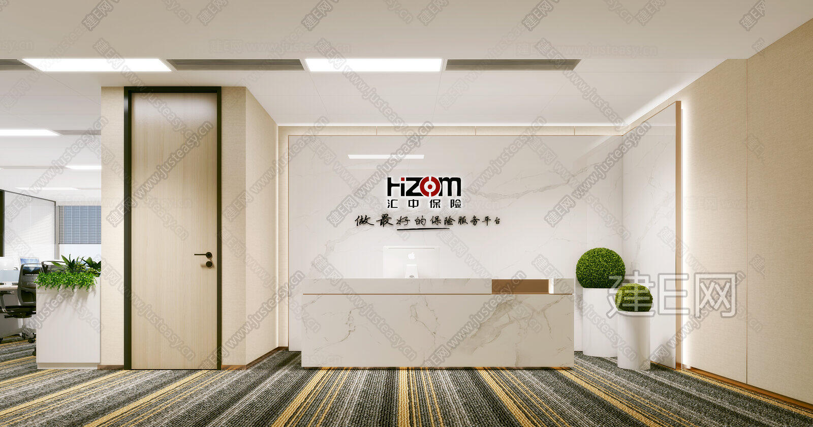 【现代办公室前台3d模型】建e网现代办公室前台3d模型下载 Id105273028 打造3d现代办公室前台模型免费下载平台