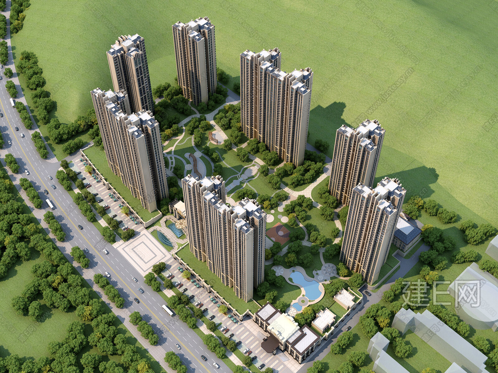 【现代住宅小区景观鸟瞰3d模型】建e网现代住宅小区景观鸟瞰3d模型下载 Id105076312 打造3d现代住宅小区景观鸟瞰模型免费下载平台