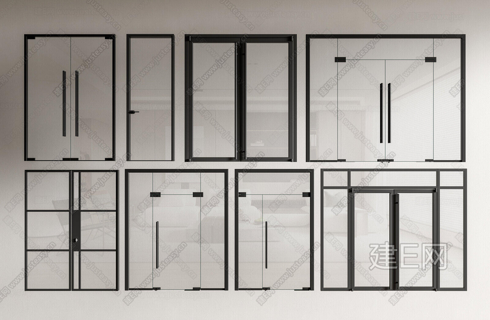 【现代玻璃双开门3d模型】建e网现代玻璃双开门3d模型下载 Id105469601 打造3d现代玻璃双开门模型免费下载平台