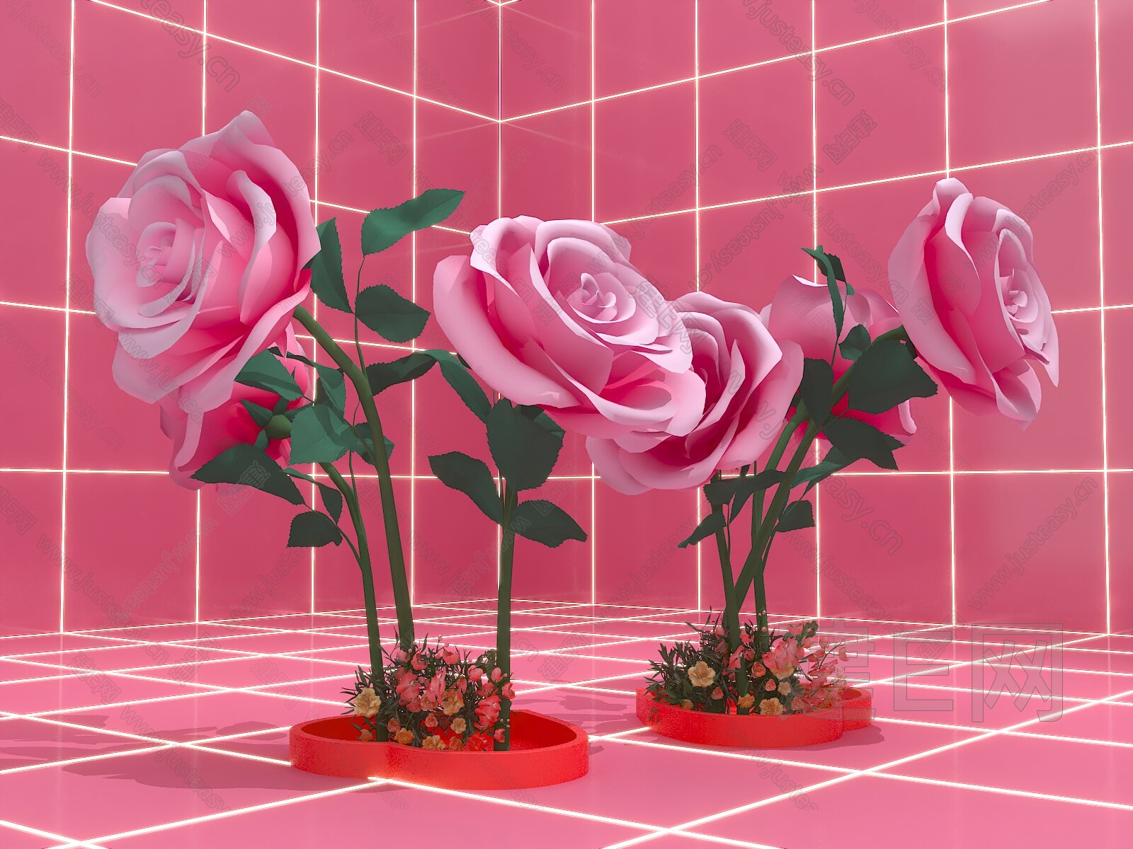 玫瑰花模型SU模型下载[ID:109727731]_建e网su模型