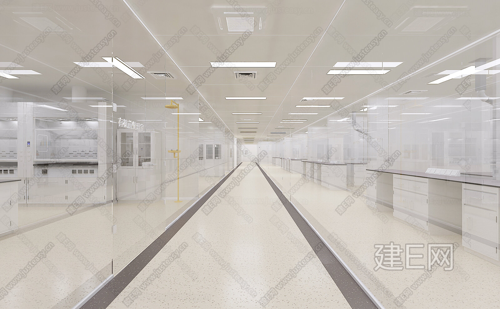 现代实验室参观走廊3d模型下载[ID:107239142]_建e网3d模型