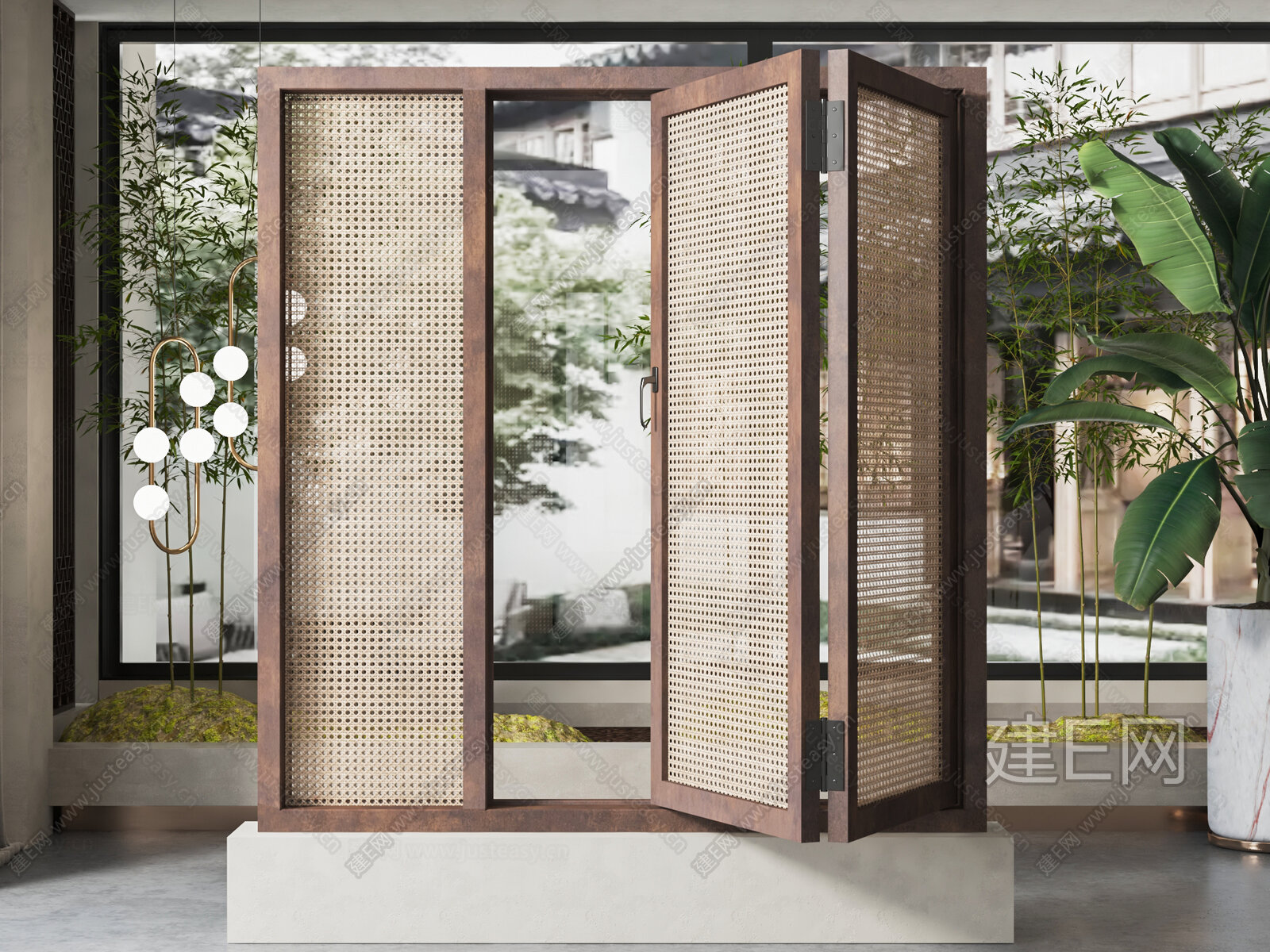 新中式折叠窗户模型SU模型下载[ID:105139772]_建e网su模型