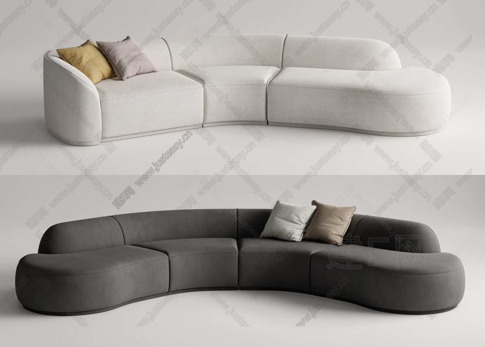 Rugiano Pierre 现代弧形沙发模型SU模型下载[ID:106778189]_建E室内设计网